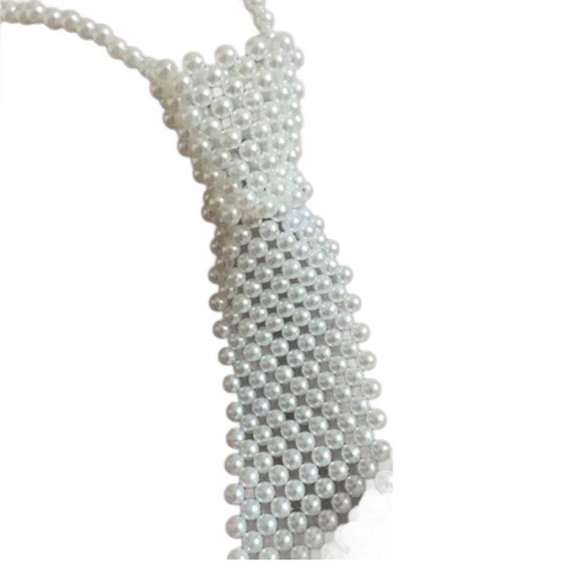 ・カテゴリ: ネクタイ・対象: 男女兼用・対象年齢: 成人・サイズ: フリーサイズ・幅: 標準・スタイル: アロー型・カラー: パールホワイト・詳細: ハンドメイド、パール装飾・素材: フェイクパール・推奨シーン: ビジネス、記念日、お祝い