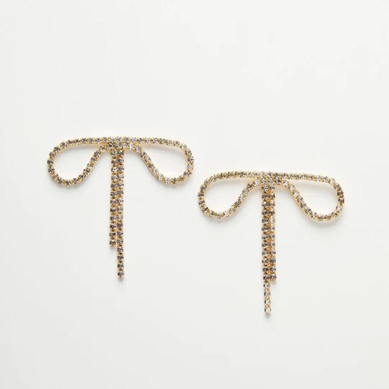 ・カテゴリ: 耳飾り・スタイル: 高級感、ファッション通勤・素材: ラインストーン・: リボン・加工: 電気メッキ・カラー: シルバー、ゴールド・対象: レディース