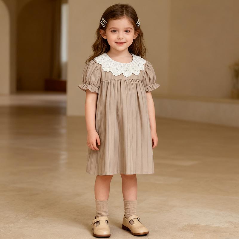 ・カテゴリ: ワンピース・スタイル: 韓国・主な素材: 綿・裏地素材: 綿・対象: ガールズ・対象年齢: 3-8歳（身長100-140cm）・柄: 無地・袖丈: 半袖・シルエット: Aライン・要素: プリンセス・素材の特徴: 柔軟加工・サイ...