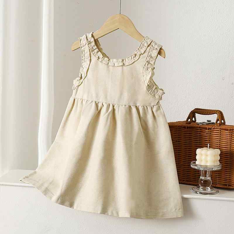 ・カテゴリ: ワンピース・スタイル: 韓国スタイル、トレンド・主な素材: 綿・基準: ・性別: 女の子・柄: 無地・加工: 柔軟加工・袖丈: ノースリーブ・シルエット: Aライン・裏地素材: 綿 ・サイズ展開: 90cm, 100cm, 1...