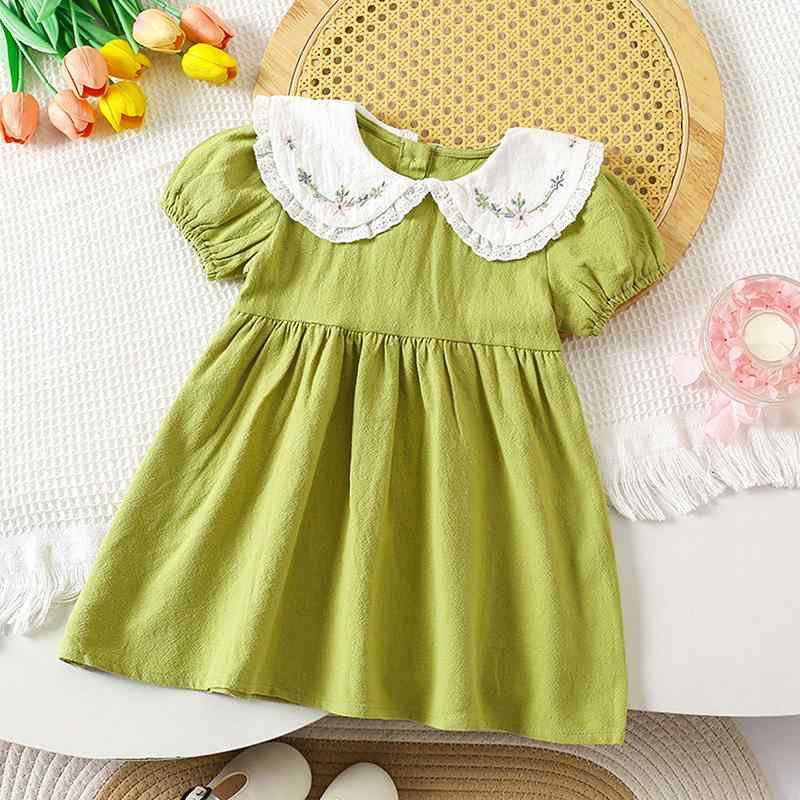 ・カテゴリ: ワンピース・スタイル: 韓国・主な素材: 綿・対象: 女の子・推奨年齢: 3〜8歳・柄: 無地、花柄・加工: 柔軟加工・袖丈: 半袖・スカート形状: Aライン・裏地素材: 綿・カラー展開: グリーン、ピンク・サイズ展開: 90...