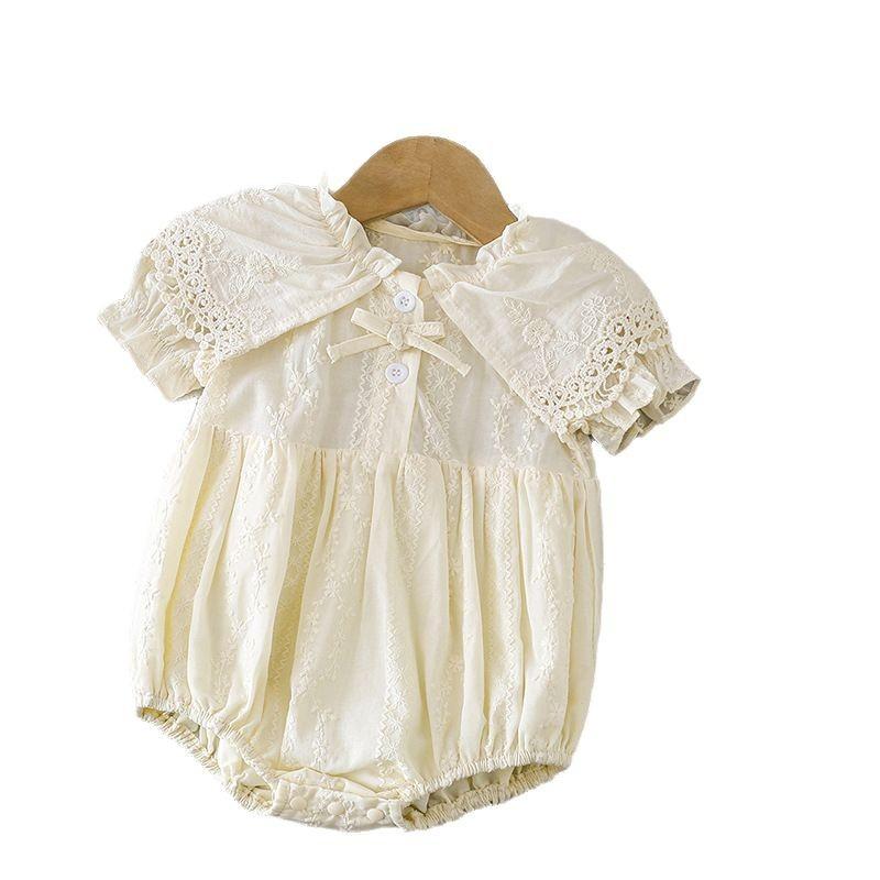 ・カテゴリ: ロンパース・スタイル: 韓国・主な素材: 綿・対象: ベビー（0～1歳）、男女兼用・袖丈: 長袖・留め具の種類: スナップボタン・カラー展開: ホワイト、アプリコット・サイズ展開: 66cm、73cm、80cm、90cm