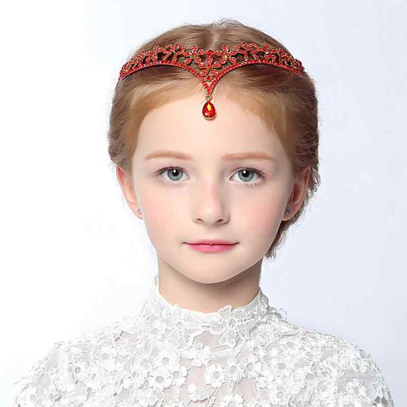 ・カテゴリ: ヘアアクセサリー、カチューシャ、ヘアバンド・タイプ: 額飾り・対象: 子供（3歳以上）・素材: 合金・装飾: レッドクリスタル、ラインストーン・: 透かし彫り・形状: ドロップ型・加工: メッキ・カラー: レッド・テイスト: 欧米風