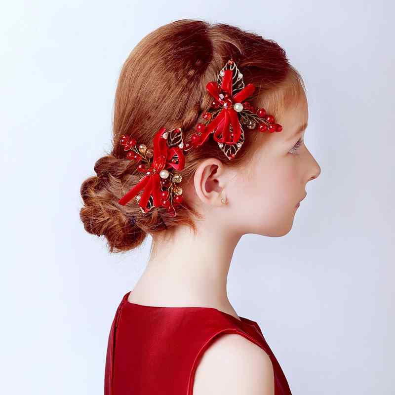 ・カテゴリ: ヘアアクセサリー、ヘアクリップ・スタイル: 欧米風・素材: 合金・ストーンの種類: レッドクリスタル・: リボン・装飾: 花、リボン・加工方法: 手作業・対象年齢: 3歳以上・カラー: レッド