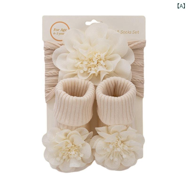 ・カテゴリ: ヘアアクセサリー、靴下・対象: 子供用（0-3歳）・素材: 綿、シフォン・: リボン、ボーダー、ケーブル編み・スタイル: レトロ・柄: 無地・カラー展開: ベージュ、ピンク、レッド・製法: ハンドメイド・セット内容: ヘアバン...