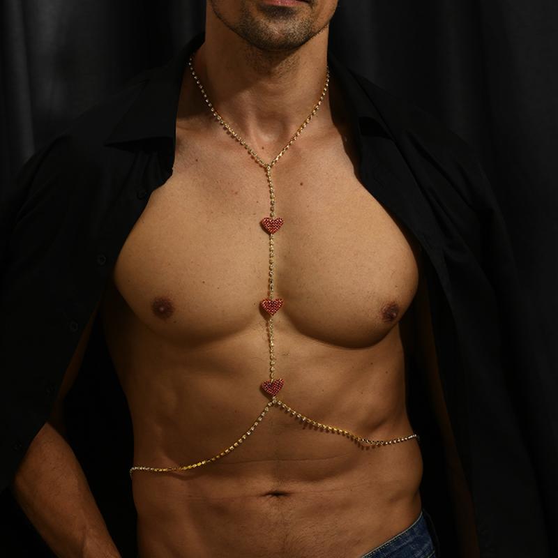 ・カテゴリ: ボディチェーン、チェストチェーン・スタイル: メンズ、欧米風・主な素材: ラインストーン、合金、人工宝石、半貴石、水晶、銅・: ハート・カラー展開: シルバー、ゴールド・加工: ラインストーン埋め込み・用途: 結婚式、旅行記念...