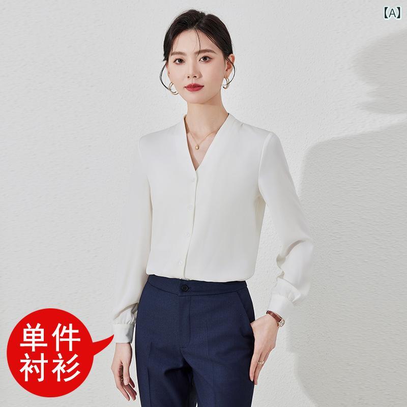 ・生地: サージ・素材: ポリエステル 50-70%、ビスコース 30-50%・スタイル: エレガント・袖丈: 長袖・ボトムス丈: ロング・袖の: レギュラー・カラー展開: ホワイト、ブラック、グレー、ネイビー・サイズ展開: S、M、L、X...