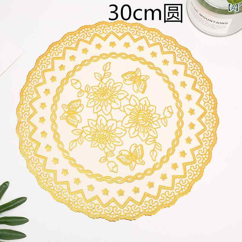 ・素材: PVC・柄: 花柄・カラー展開: 円形ゴールド、円形シルバー、正方形ゴールド・形状: 円形・スタイル: モダン、シンプル・サイズ: 30cm