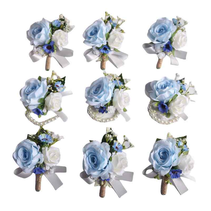 ・主な素材: 布・製法: ハンドメイド・使用シーン: 結婚式・タイプ: コサージュ、リストブーケ・スタイル: 欧風