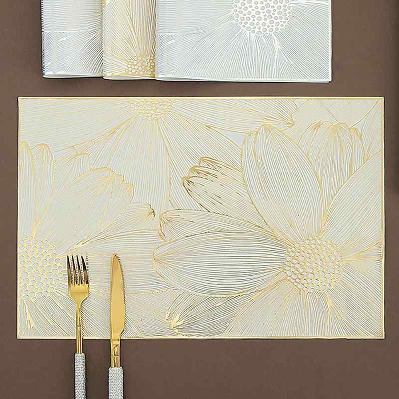 ・主な素材: PVC・柄: 花柄・カラー展開: ゴールド、シルバー・サイズ展開: 45×30cm、直径38cm・形状: 長方形、円形・スタイル: モダン、シンプル