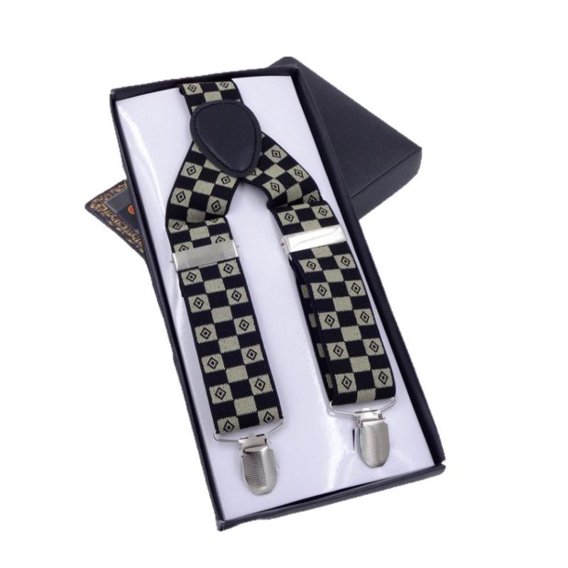 ・素材: プリント織りストラップ・クリップ数: 3個・対象: 大人・加工: ジャガード織り・性別: 男女兼用・カラー: ブラック×ベージュ（格子柄）