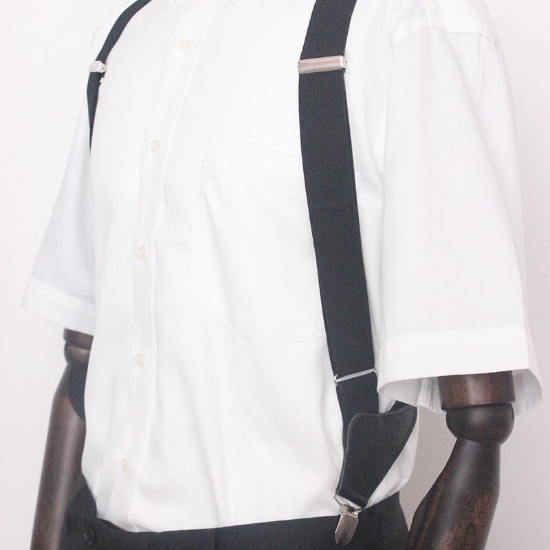 ・素材: ゴム、牛革、金属・ベルト幅: 3.5cm・クリップ数: 2個・伸縮性: 強・対象: 大人・性別: メンズ・カラー: ブラック