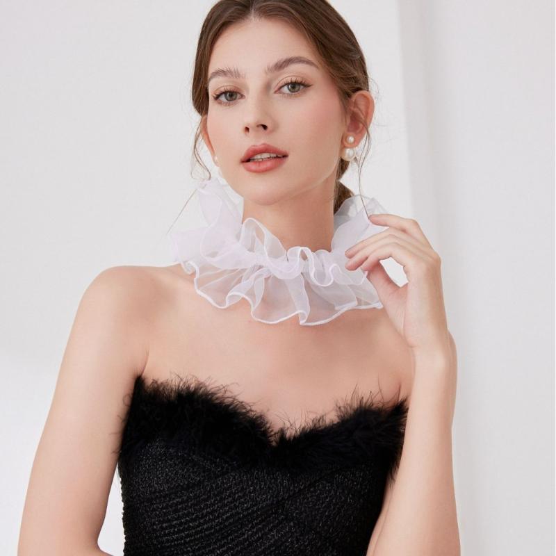 ・カテゴリ: 付け襟・対象: レディース・素材: 綿・カラー展開: ホワイト、ブラック・スタイル: レトロ、エスニック・柄: 無地・機能: 装飾