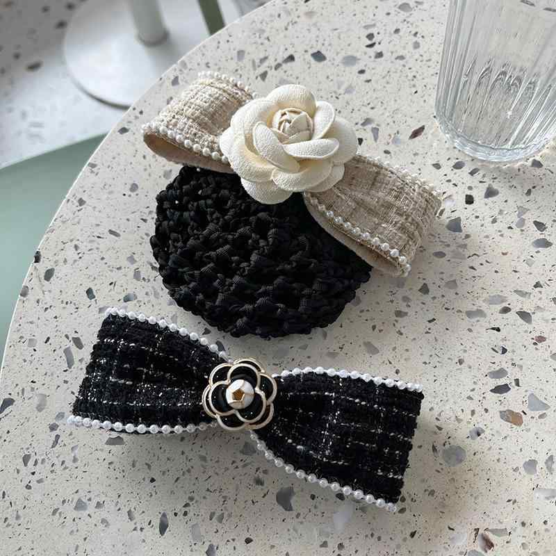 ・スタイル: 韓国・製法: ハンドメイド・カラー展開: ブラック、ベージュ・: リボン、カメリア