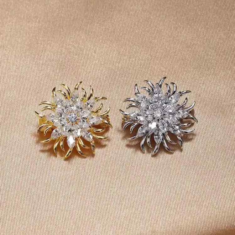 ・カテゴリ: ブローチ・素材: 合金・スタイル: フェミニン・モチーフ: 花・装飾: クリスタル・カラー展開: シルバーホワイト、ゴールドホワイト、ゴールドパープル・対象: レディース