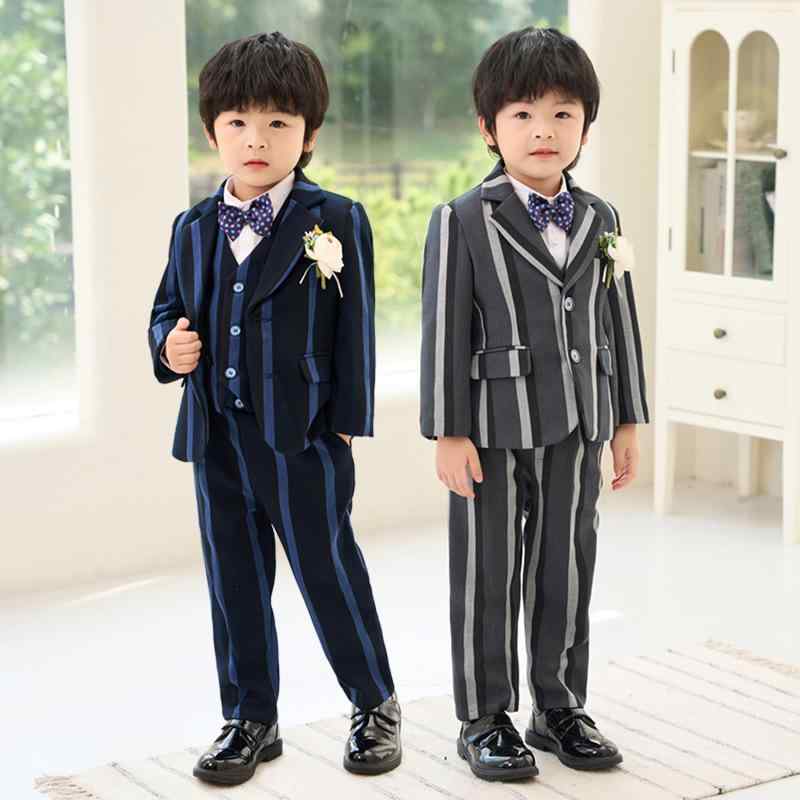 ・カテゴリ: 子供用ジャケット、スーツ・性別: 男の子用・対象年齢: 3〜8歳（100〜140cm）・ネックライン: テーラードカラー・スタイル: ブリティッシュスタイル・柄: ストライプ・生地の厚さ: 普通・加工: 柔軟加工・要素: セッ...