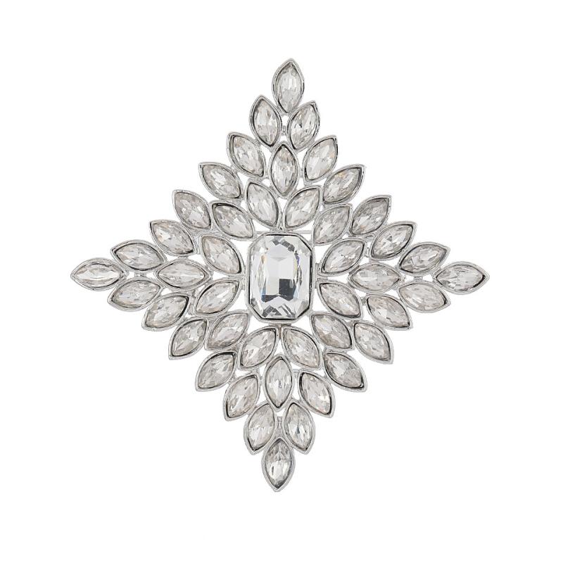 ・カテゴリ: ブローチ・スタイル: レトロ、ヴィンテージ風・素材: 亜鉛合金・形状: 菱形・: 四角形、幾何学模様・加工: ラインストーン装飾・カラー: ホワイト・機能: 装飾、着崩れ防止、固定用・対象: ユニセックス