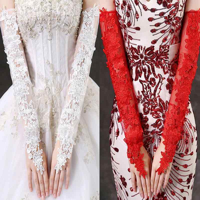 ・対象: 女性・機能: UVカット・カラー展開: ホワイト、レッド・サイズ展開: フリーサイズ・素材: レース・カテゴリ: ロンググローブ・スタイル: エレガント