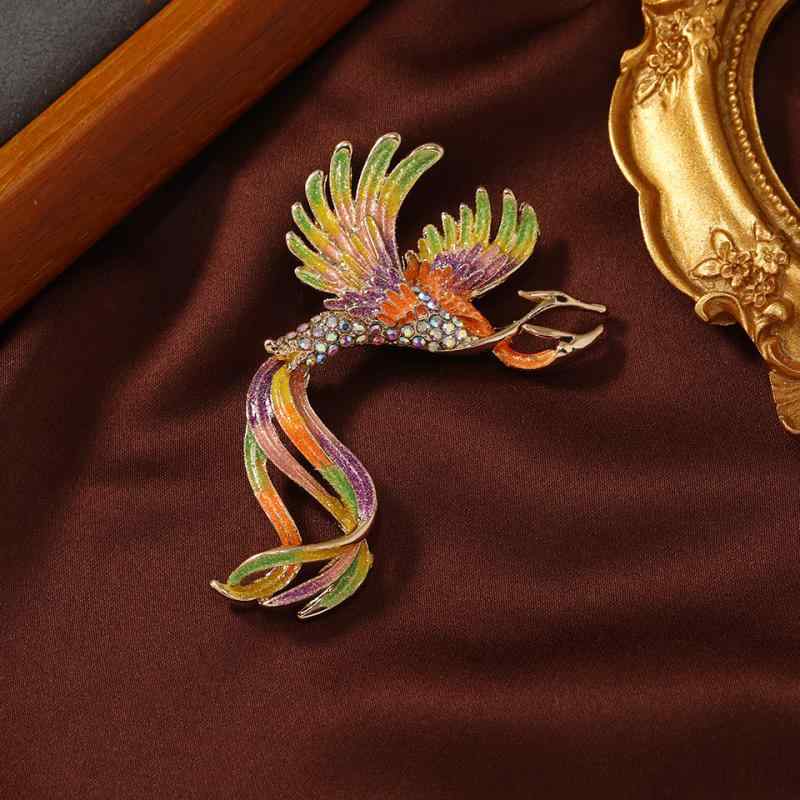・素材: 合金・: 鳳凰、比翼の鳥・モチーフ: 動物・加工: エナメル彩色・カラー: ミックスカラー、ブルー、ピンク・機能: 装飾、固定・スタイル: レトロ・対象: カップル・種類: ブローチ