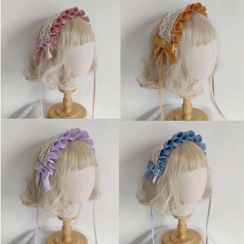 ・スタイル: ロリータ・素材: 布・タイプ: カチューシャ、ヘアバンド・対象: レディース・カラー展開: ブラック、ダークレッド、ジンジャーイエロー、ダークグリーン、フォグブルー、ライトパープル、若草色、ピンク・: リボン・カテゴリ: ヘア...