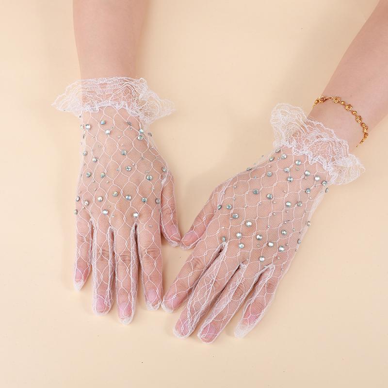 ・性別: レディース・機能: UVカット・カラー: ホワイト・サイズ: フリーサイズ・素材: ガーゼ・タイプ: 5本指・スタイル: 文芸風