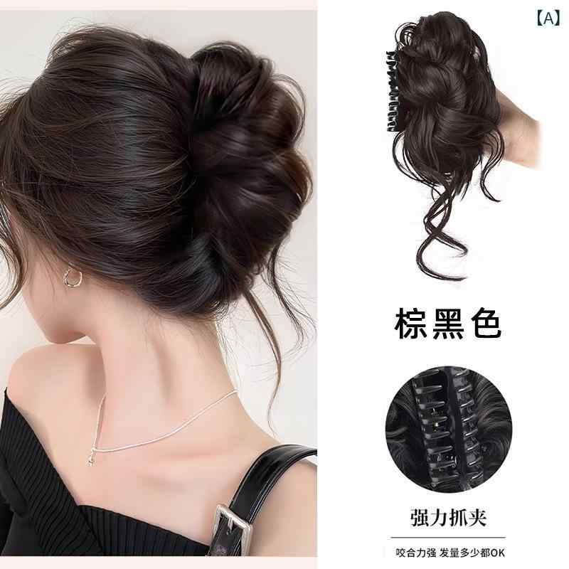 ・カテゴリ: ポニーテールウィッグ・スタイル: ヘアおだんご・対象: レディース・製法: マシンメイド・素材: 耐熱ファイバー・カラー展開: ブラウンブラック、ナチュラルブラック、ダークブラウン、ライトブラウン