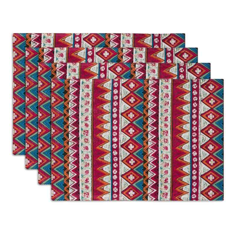 ・素材: 綿麻（綿70%）・形状: 長方形・カラー展開: レッドトライアングル、ピンクホエール、ウッドグレイン、ブルートライアングル、グレーアロー、JISアルファベット、グレーディスク、イエローチェッカーボード、グレーディアー、コーヒーデイ...