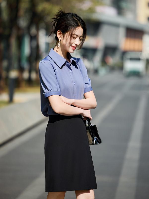 ・カテゴリ: 衬衫・スタイル: エレガント、通勤、コンサバ・素材: ポリエステル、ポリウレタン・柄: 無地・袖丈: 半袖・加工: 形態安定加工・フィット感: スリムフィット・着丈: 普通丈（約50-65cm）・ネックライン: スクエアネック...