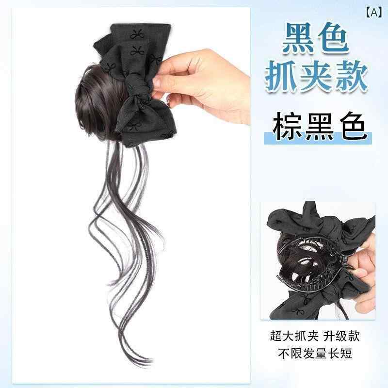 ・カテゴリ: ポニーテールウィッグ・スタイル: ヘアお団子・対象: レディース・製法: マシンメイド・素材: 合成繊維・カラー展開: ブラックリボン（ブラウンブラック）、ブラックリボン（コールドブラウン）、グレーリボン（ブラウンブラック）、...