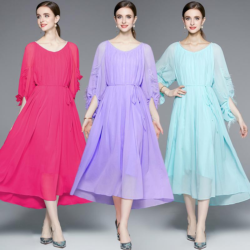 ・カテゴリ: ワンピース・スタイル: チャイナ風、文芸レトロ・主な素材: PVC、曲珠・主な素材含有率: 30%以下・仕様: ベルト、立体装飾・セット内容: 単品・スカート丈: ロング・スカート形状: フレア・ネックライン: Vネック・袖丈...