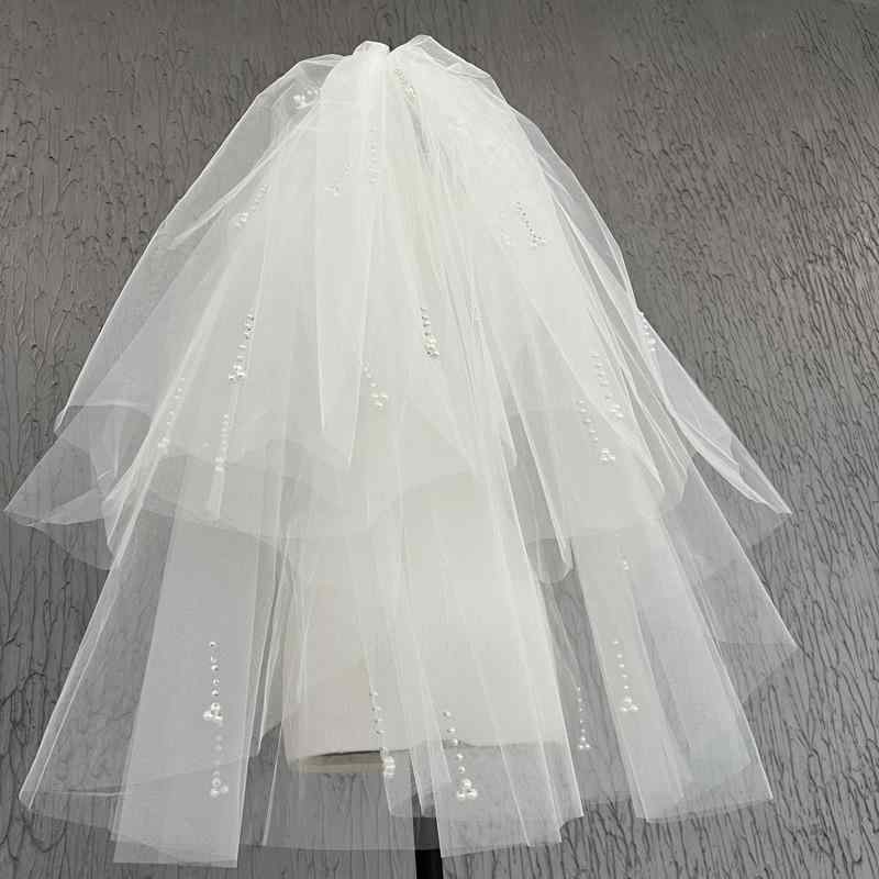 ・素材: パール・スタイル: レトロ・タイプ: レディース・: 花柄・種類: 2層式・用途: 結婚式、旅行、引越し、展示会・カラー: オフホワイト2層ベール・長さ: 60cm-80cm・カテゴリ: ヘッドドレス