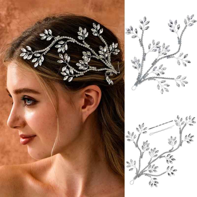 ・カテゴリ: カチューシャ、ヘアバンド・スタイル: 欧米風・: リーフ・装飾: ラインストーン・カラー展開: 11枝タイプ、13枝タイプ・推奨シーン: 結婚式、二次会、パーティー、ダンス、撮影、旅行、ギフト