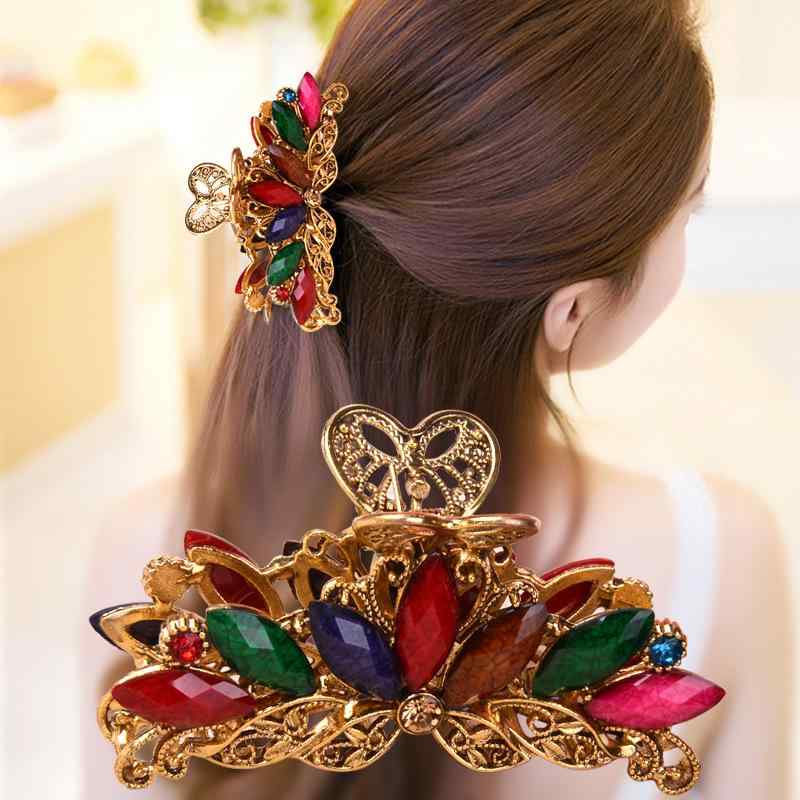 ・カテゴリ: ヘアアクセサリー、バンスクリップ・対象: レディース・素材: 合金・加工: メッキ・スタイル: レトロ・要素: 吉祥文様、民族調・カラー展開: マルチカラー、レッド、グリーン、ローズ、パープル、ブラウン、ブルー、ワインレッド、...