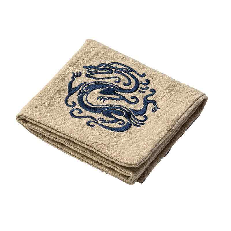 ・カテゴリ: 茶巾・スタイル: 中華風・主な素材: 苧麻（ラミー）・重量: 約0.2kg・サイズ: 20×29cm・カラー展開: 杏色、軍緑色、暗赤色・仕様: 刺繍