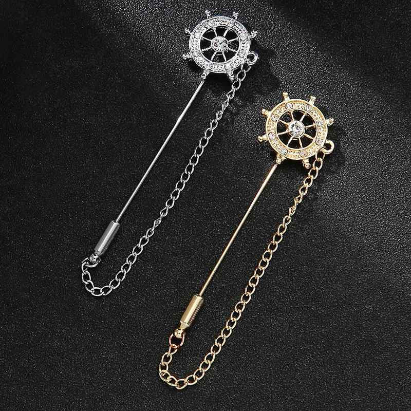 ・カテゴリ: ブローチ・素材: 合金・スタイル: メンズ、トレンド、個性的・装飾: ラインストーン・カラー展開: シルバー、ゴールド