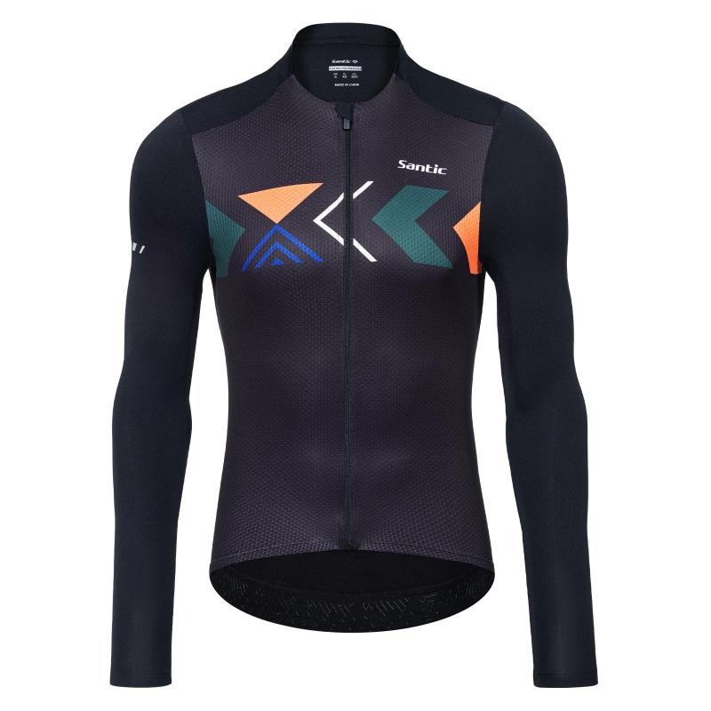 [サンティック] メンズ サイクルジャージ 春秋用 長袖 サイクリングウェア UVカット 吸汗速乾 通気性 薄手 弾力 伸縮性 ロードバイク 自転車 ポケット付
