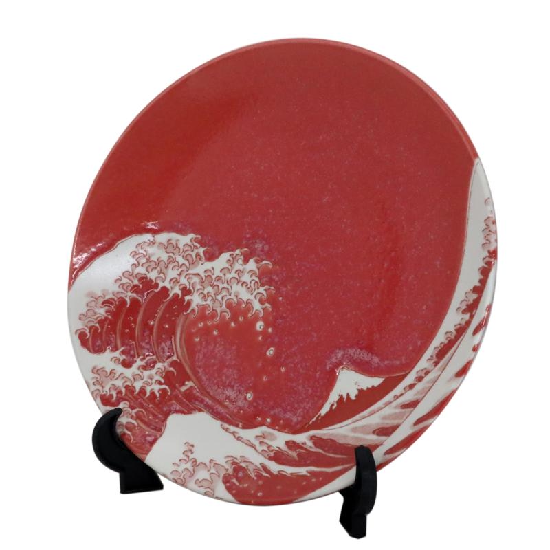 日本のお土産 絵皿 波富士 富士山