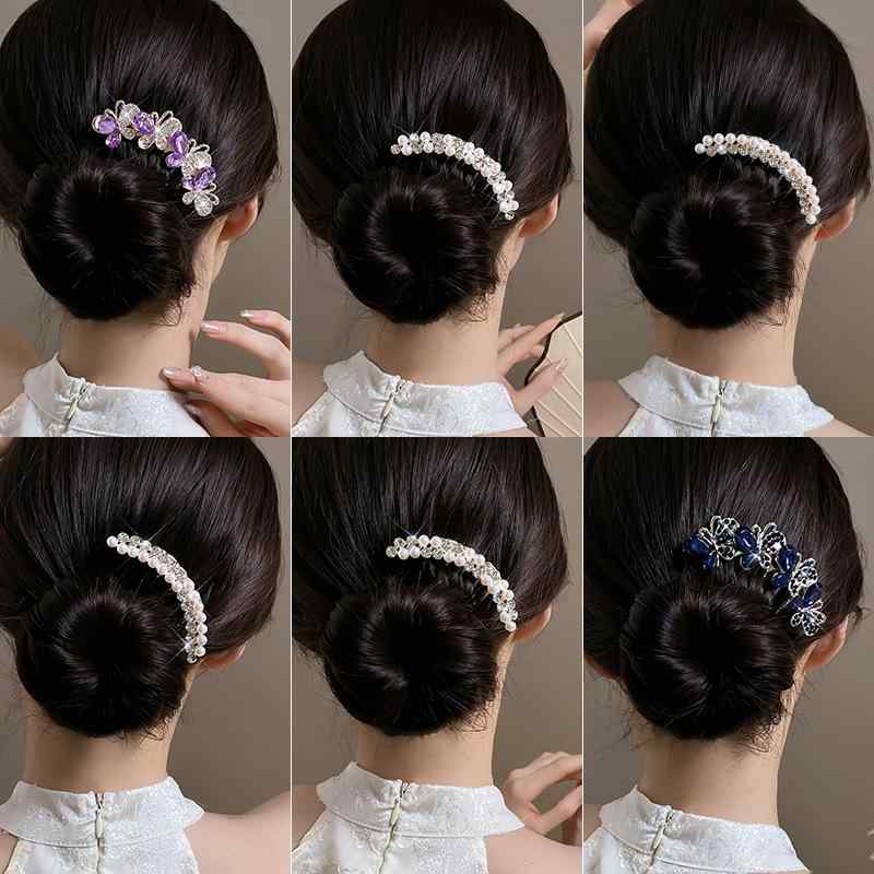 ・カテゴリ: ヘアアクセサリー・スタイル: 中華風・素材: 金属・: リボン・加工: ハンドメイド・おすすめのシーン: 結婚式、誕生日、旅行記念、祝日・カラー展開: ホワイトパールヘアコーム、ブルーバタフライヘアコーム、パープルバタフライヘ...