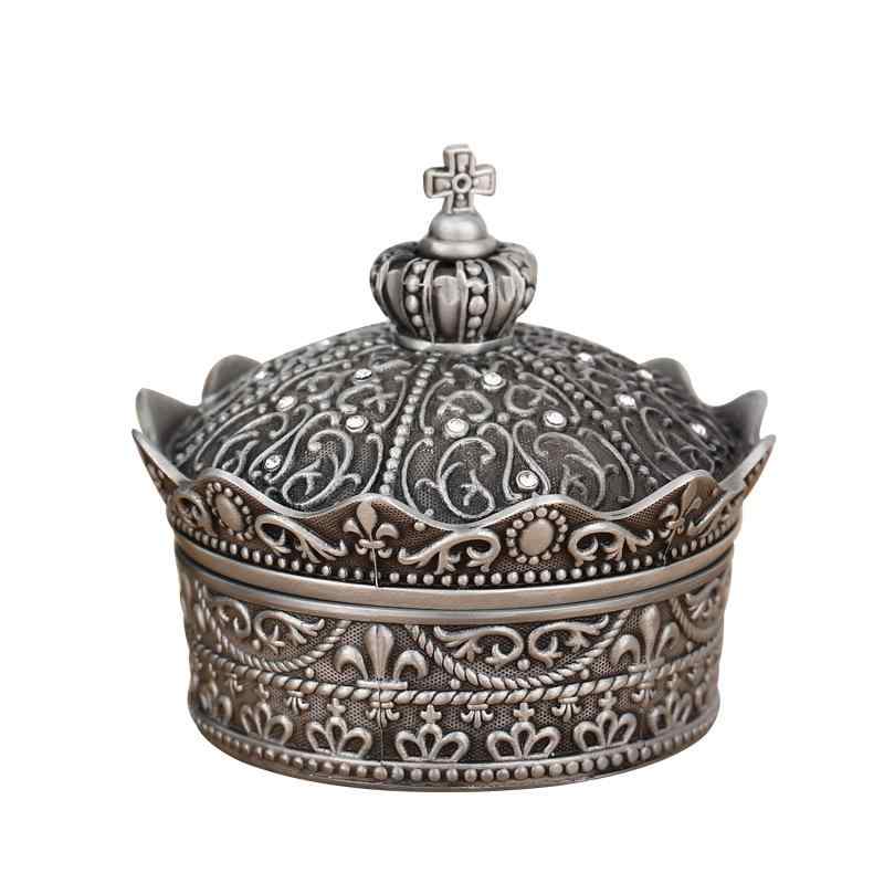 ・主な素材: 合金・用途: ジュエリーボックス・サイズ: 8.8*8.8*8cm、6*6*5.7cm・カラー: アンティークピューター クラウン