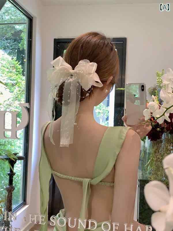 ・カテゴリ: ヘアアクセサリー・タイプ: バレッタ・素材: 布・加工: ハンドメイド・: リボン・カラー: オフホワイト、ピンク・スタイル: 韓国スタイル・スタイル詳細: スウィート・対象: レディース