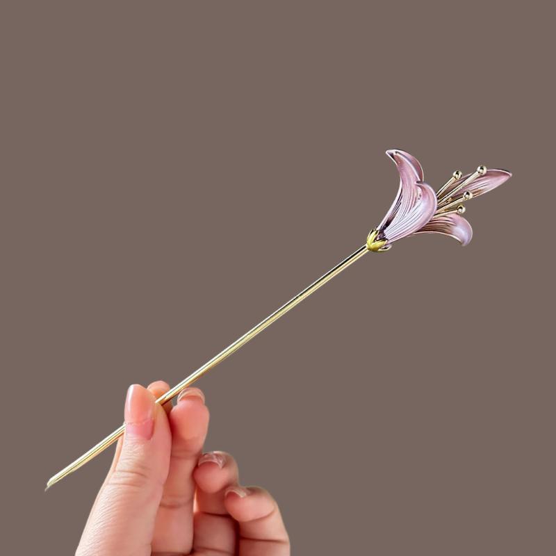 ・カテゴリ: ヘアアクセサリー・素材: 合金・スタイル: シンプル・: 百合・加工: メッキ・カラー: パープルリリー