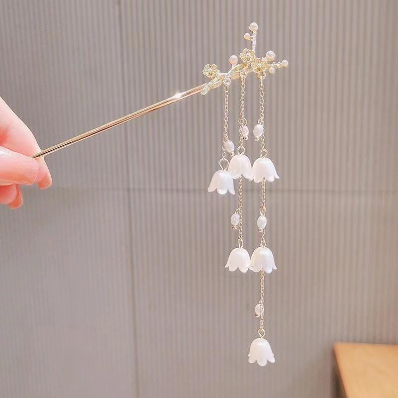 ・素材: 合金・スタイル: 中国風・モチーフ: 花・加工: メッキ・用途: 結婚式、誕生日、旅行記念、周年記念、ギフト、セレモニー・カラー: スズラン・カテゴリ: ヘアアクセサリー、かんざし