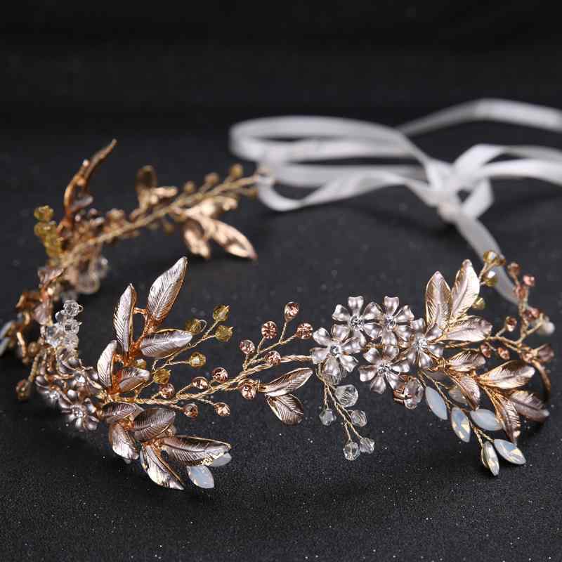 ・カテゴリ: ヘッドドレス・スタイル: シンプル ・種類: カチューシャ、ヘアバンド・タイプ: レディース・: リーフ、リボン・用途: ウェディング・カラー: ゴールド