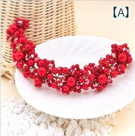 ・カテゴリ: ヘッドドレス・スタイル: 韓国・素材: 合金・種類: ヘアクラウン、ティアラ・対象: レディース・: フラワー・用途: ウェディング・カラー展開: レッド、ホワイト・要素: リボン