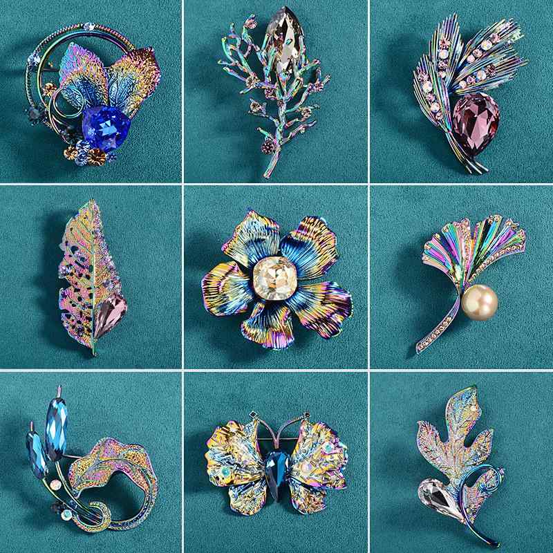 ・カテゴリ: ブローチ・素材: 合金・モチーフ: 花、昆虫、葉・加工: メッキ・カラー展開: マルチカラー・スタイル: 高級感、ファッション、通勤・対象: 女性・機能: 記念、装飾、ギフト、固定