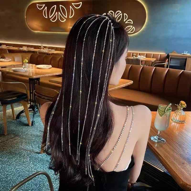 ・素材: ラインストーン・スタイル: 個性的・: タッセル・タイプ: ヘアチェーン・加工法: 電気メッキ・カラー展開: シルバー、ゴールド