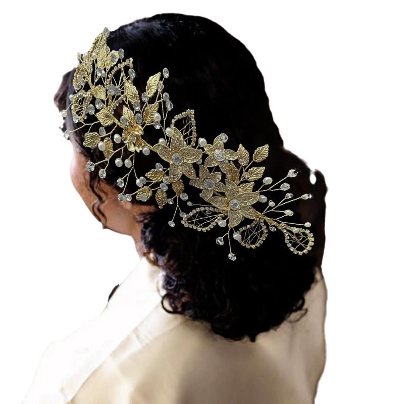 ・カテゴリ: ヘアアクセサリー・素材: ラインストーン・製法: ハンドメイド・カラー展開: シルバー、ゴールド・スタイル: ・対象: レディース・要素: 植物、花、デイジー・装飾: ラインストーン、合金の蝶・仕様: 手撚りワイヤー、形状調整可能