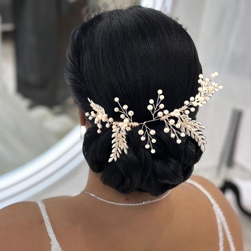 ・カテゴリ: ヘアアクセサリー、ヘアコーム・スタイル: 欧米風・対象: レディース・素材: ラインストーン、合金・: フラワー、リーフ・装飾: ホワイトクリスタル、パール・加工: ハンドメイド・カラー: シルバー