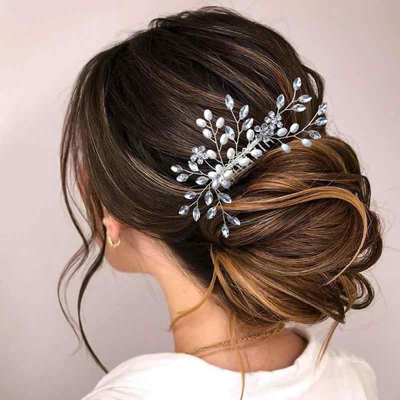・カテゴリ: ヘアアクセサリー・スタイル: 欧米風・主な素材: ラインストーン・カラー: シルバー・タイプ: ヘアコーム・仕様: ハンドメイド（ワイヤー編み）