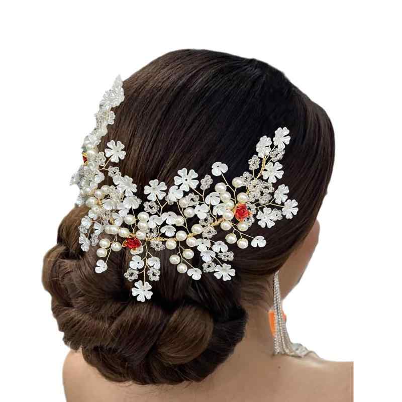 ・カテゴリ: ヘアアクセサリー・種類: カチューシャ、ヘアバンド・対象: レディース・スタイル: 欧米風・素材: パール、ラインストーン・: フラワー、立体装飾・カラー: ゴールド・特徴: ハンドメイドワイヤー、形状調節可能、ブライダル・ウ...